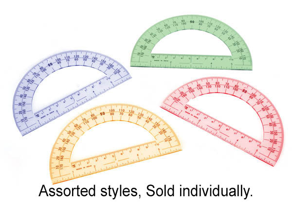 6" Plastic Protractor (Assorted Colors)