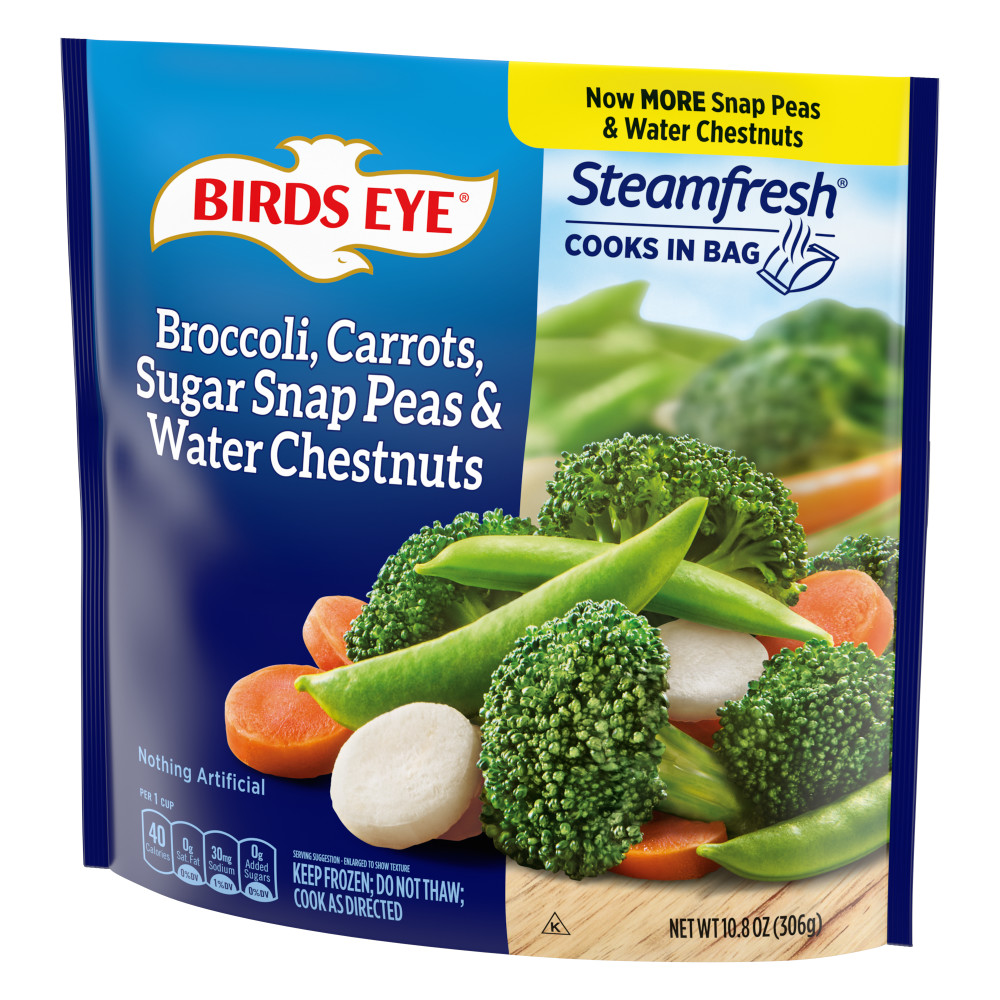 BIRDS EYE Steamfresh Broccoli Carrots Sugar Snap Peas & Water Chestnut ...