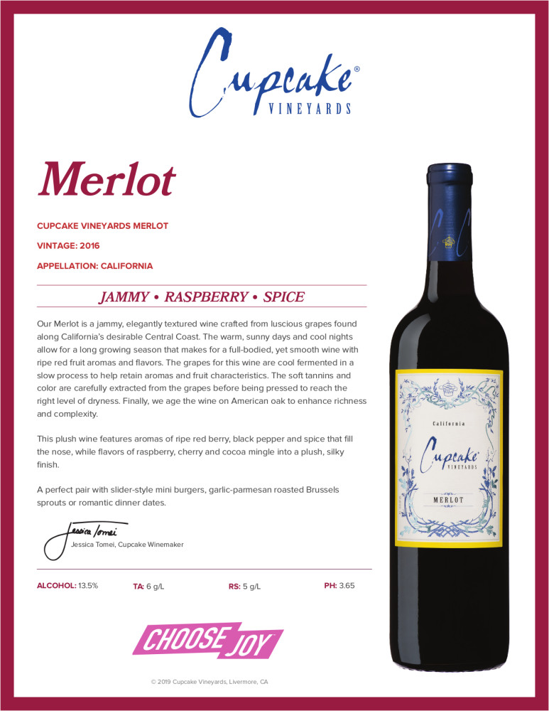 Cupcake® Vineyards Merlot Red Wine - 750ml, 2017, California - Walmart.com