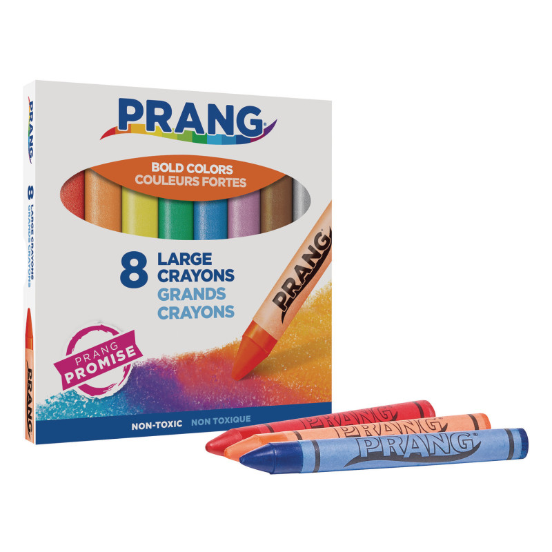 Prang® Crayons, Large, Lift Lid Box, 8 Colors - Knowledge Tree