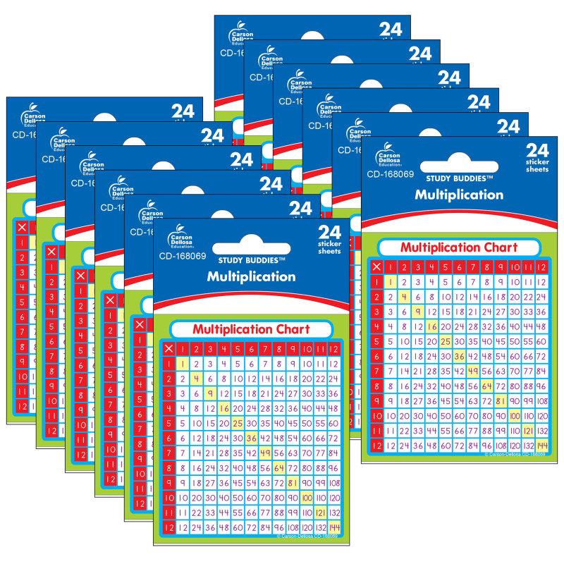 Carson Dellosa Education Multiplication Sticker Pack, Grade PK-5, 24 ...