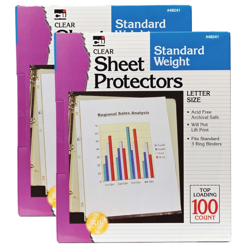 Charles Leonard Sheet Protectors, Clear, Standard Weight, Letter Size ...