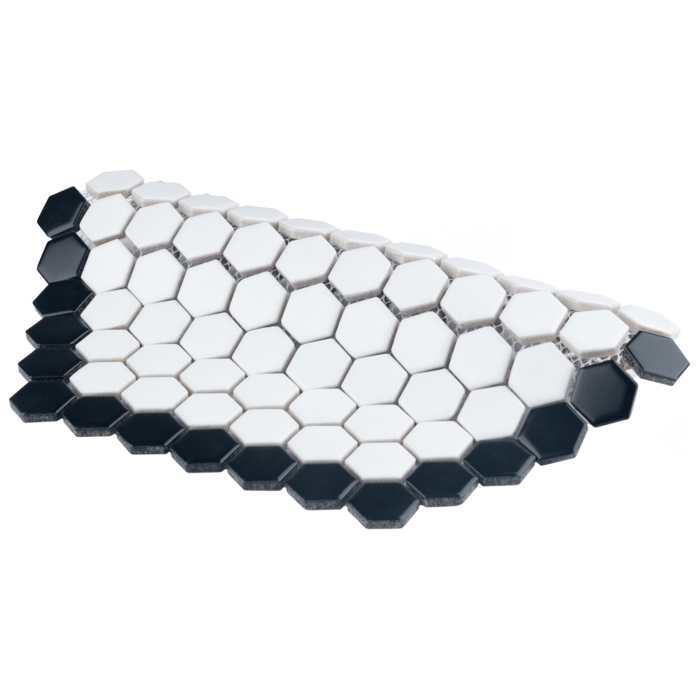 Metro Geo 1" Hex Matte White w/Black Edge 10-1/2 in. x 11-5/8 in ...