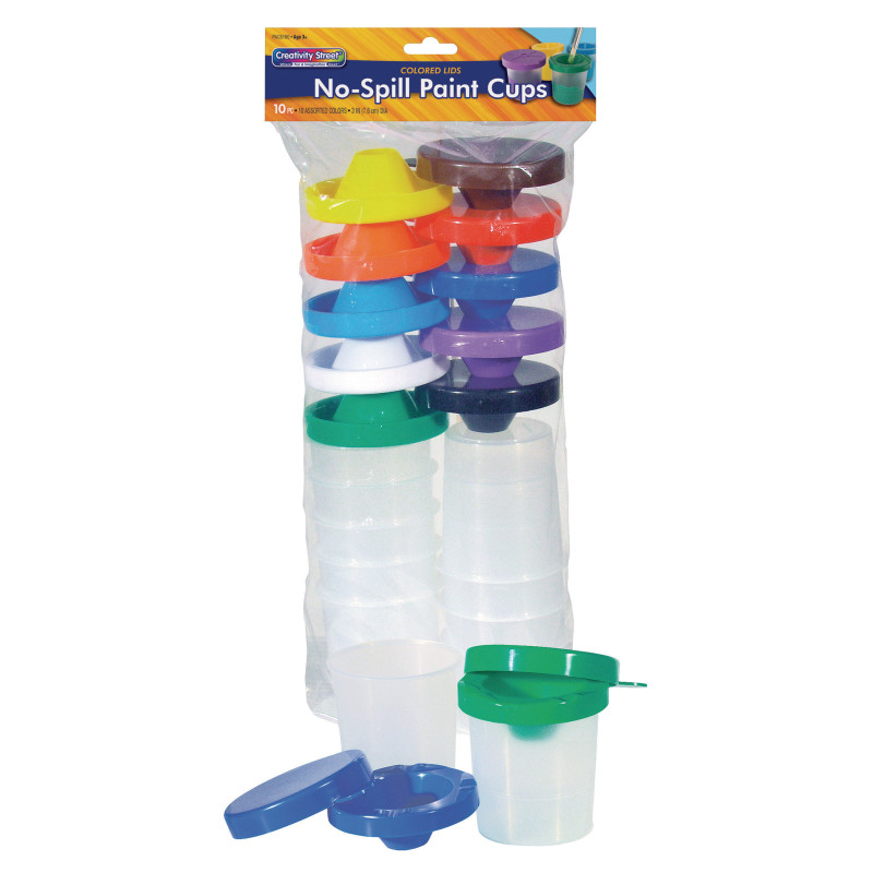Creativity Street® No-Spill Round Paint Cups with Colored Lids, 3" Dia ...