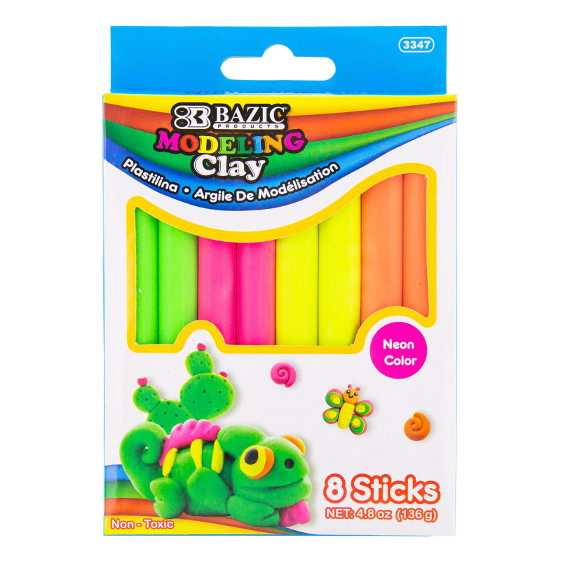 BAZIC Products® Modeling Clay Sticks, 4.8 oz (136g), 4 Fluorescent ...