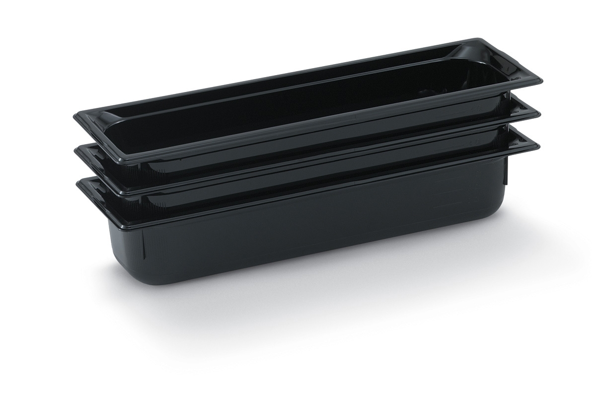 Half-size 2 ½-inch-deep Super Pan® low-temperature plastic pan in black