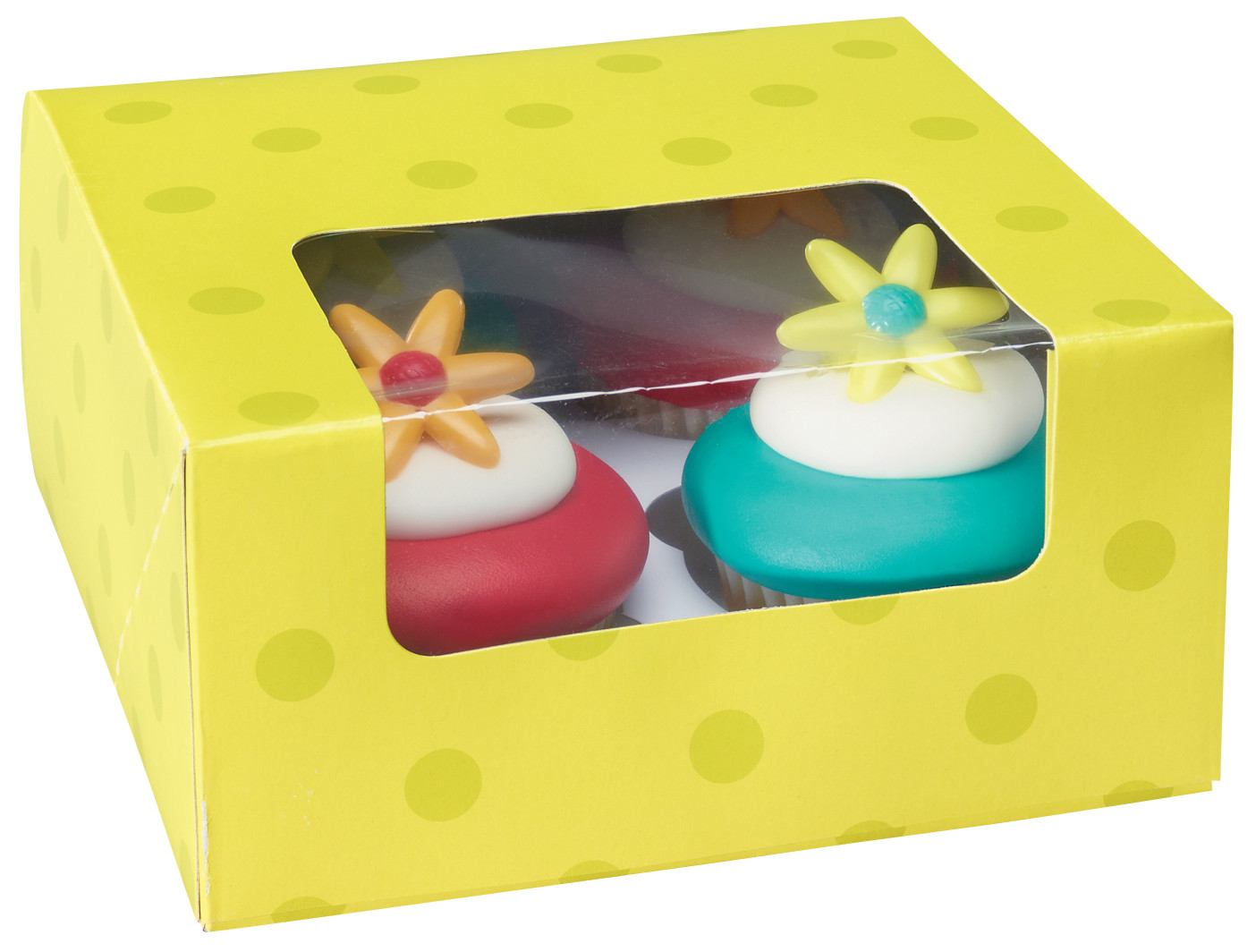 Lime Green With Dots 4 Ct Cupcake Box | DecoPac