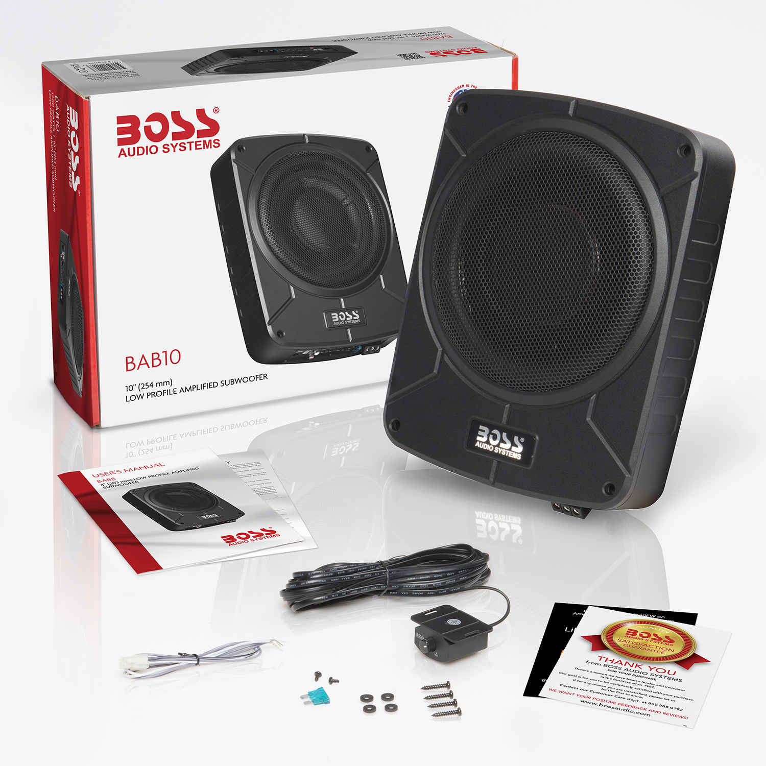 BOSS Audio Systems BAB10 10” 1200 Watt Amplified Low Profile Car ...