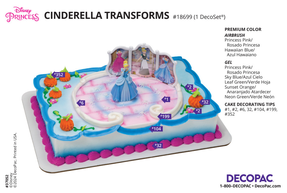 Disney Princess Cinderella Transforms Decoset Cake Decorating Instr ...