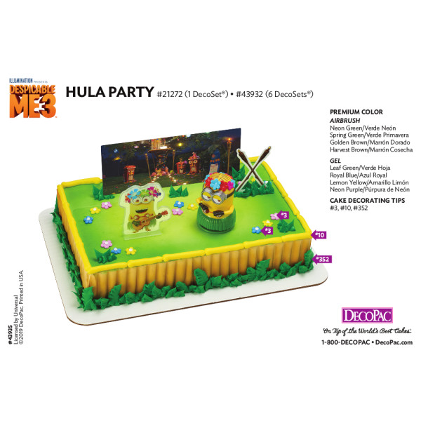 Despicable Me 3 Hula Party Decoset 1 4 Sheet Cake Decorating ...