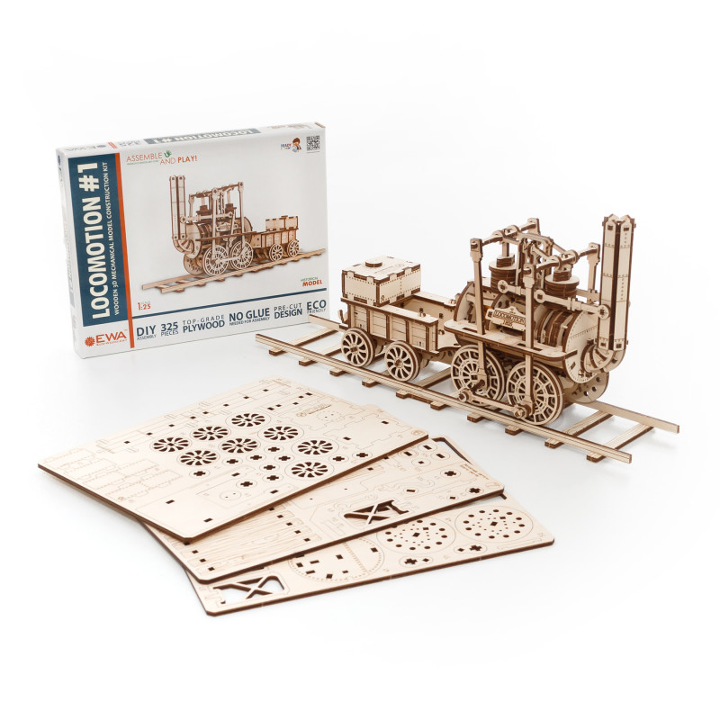 EWA Eco-Wood-Art Locomotive 3D Wooden STEM Construction Kit - Zuma