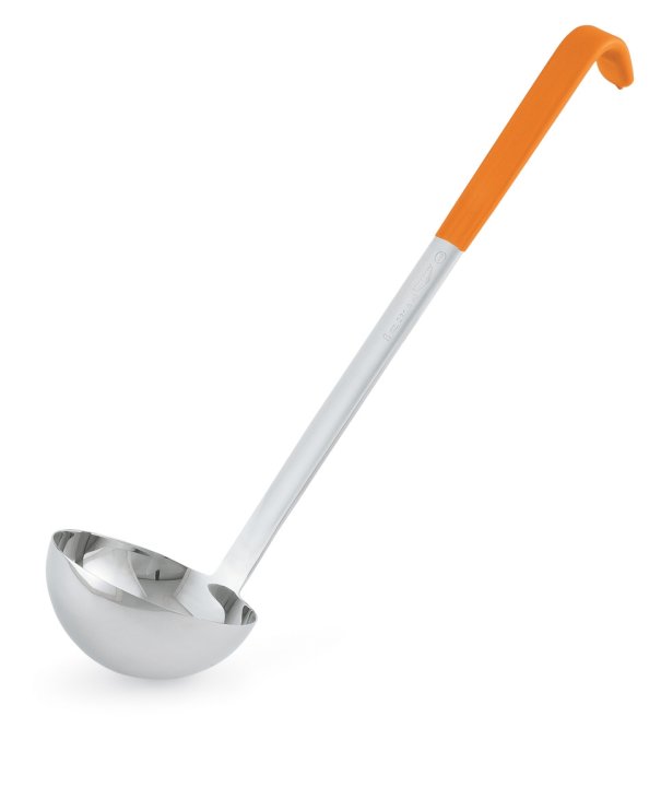 8-ounce one-piece heavy-duty stainless steel ladle with orange Kool ...