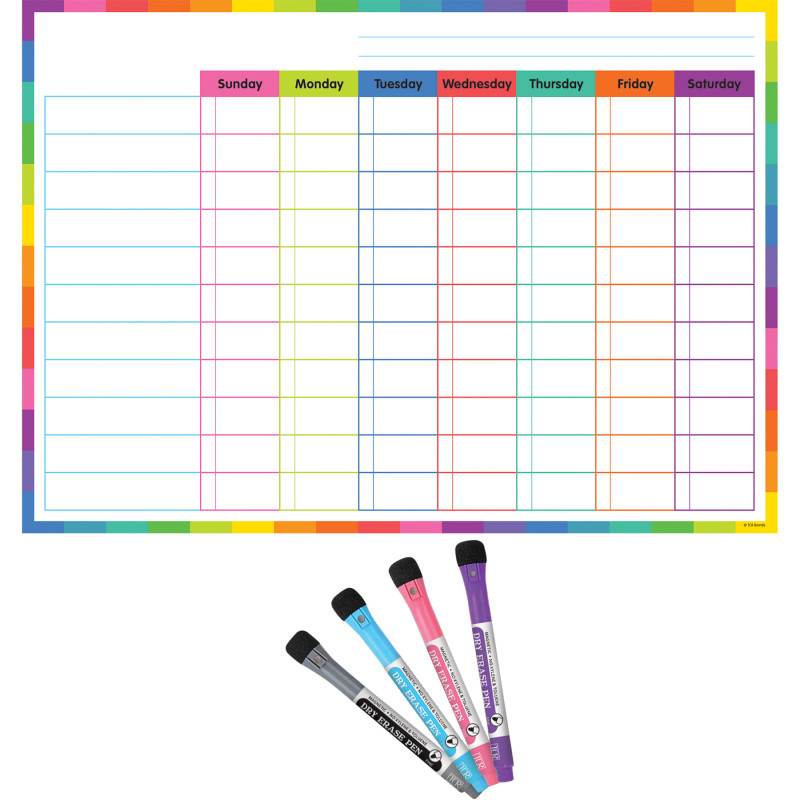 Teacher Created Resources® Colorful Dry-Erase Magnetic Task Chart - Zuma
