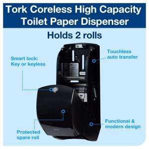 Tork, Twin T7 Elevation, Coreless Bath Tissue Dispenser, Black | Dispensers