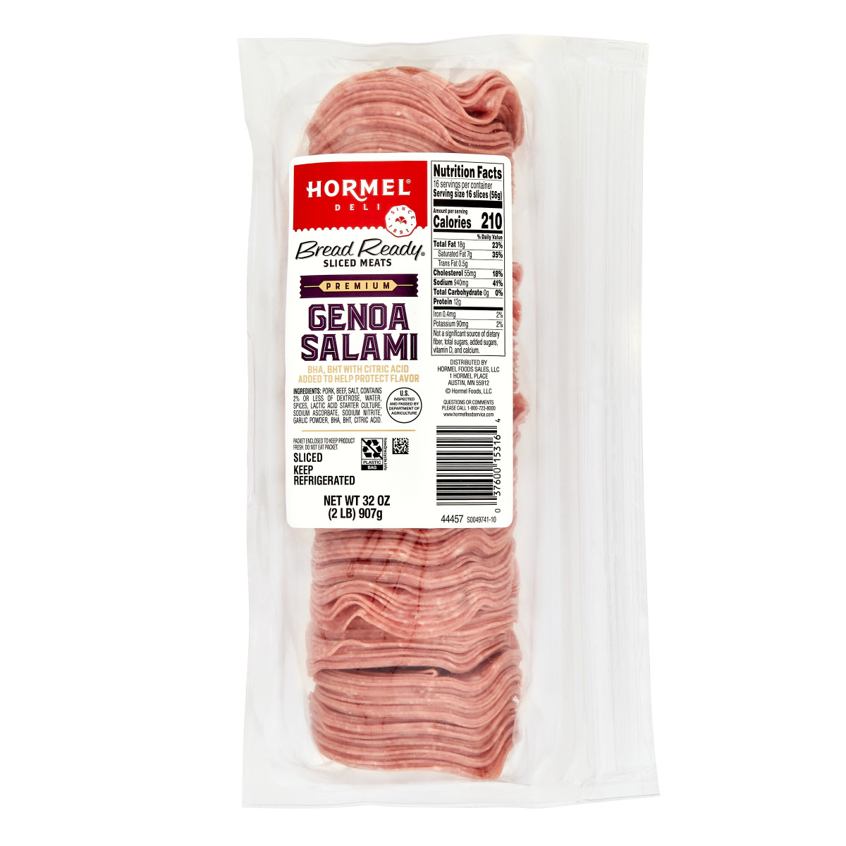 BREAD READY® Genoa Salami, Sliced 8/oz, 6/2 lb • Hormel Product Code ...