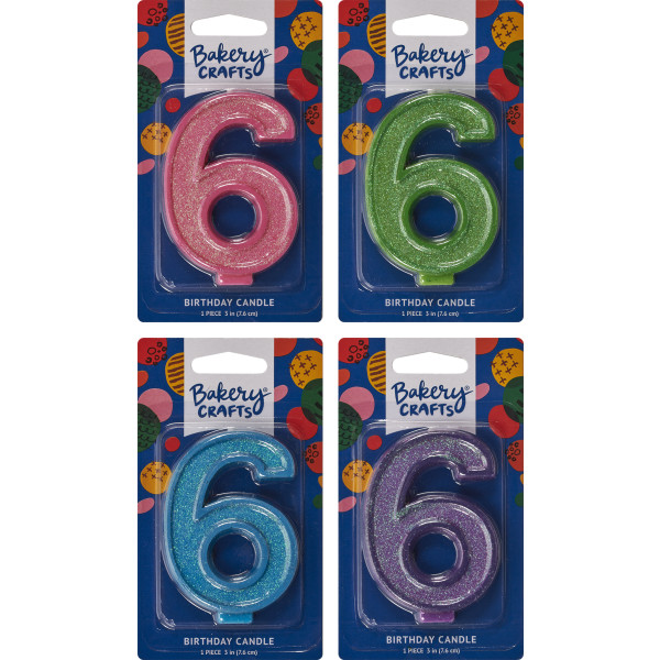 Bakery Crafts 6 Numeral Glitter Candle | DecoPac
