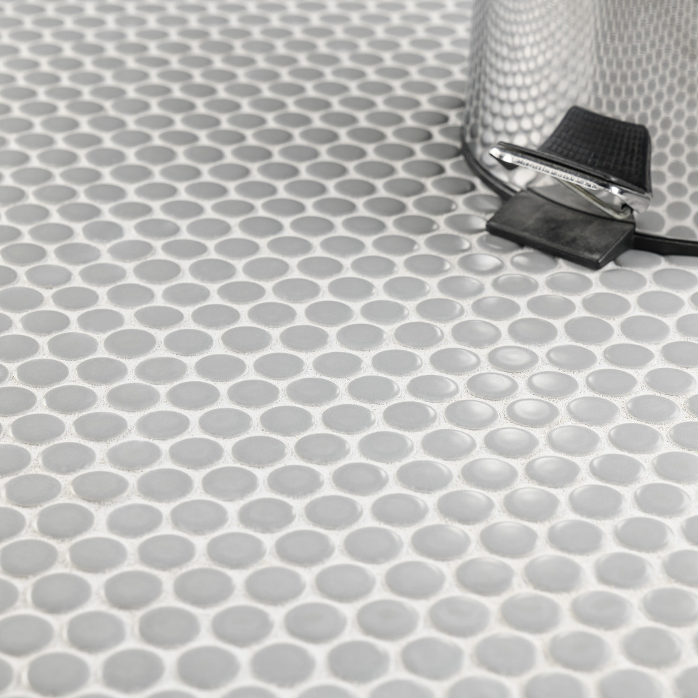 Metro Penny Matte Light Grey 9-3/4 in. x 11-1/2 in. Porcelain Mosaic ...