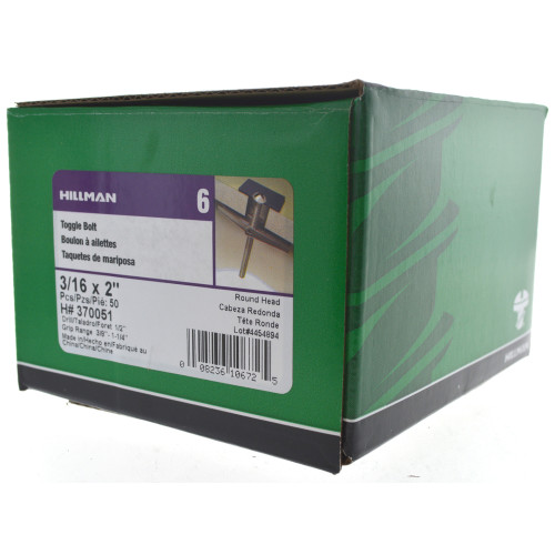 Round Head Machine Screw Toggle Bolt 3/16" x 2"