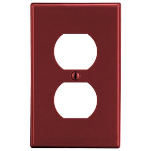 Hubbell Wiring Device - Kellems P8R Wall Plate, 1-Gang, Duplex, Red ...
