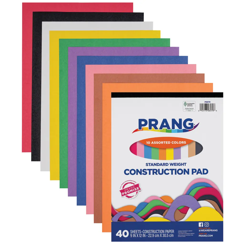 Construction Paper Pad, Standard Weight, 9" x 12" - Prang