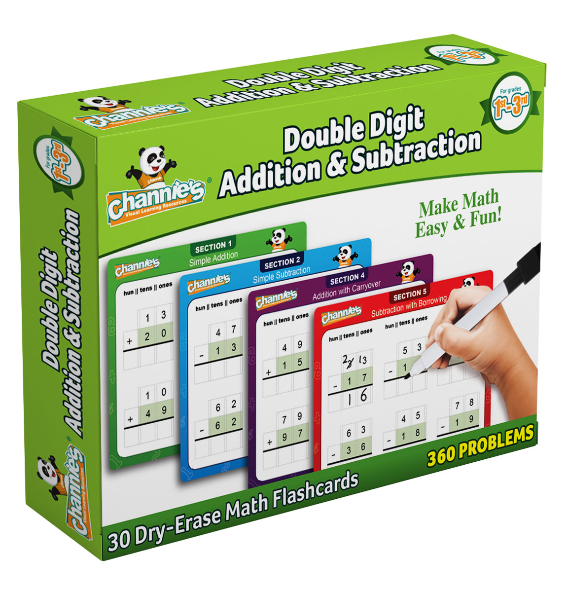 Double Digit Addition & Subtraction Dry-Erase Math Flashcards
