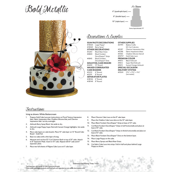 Bold Metallic Stacked Wedding Cake Decorating Instructions 00524128 ...