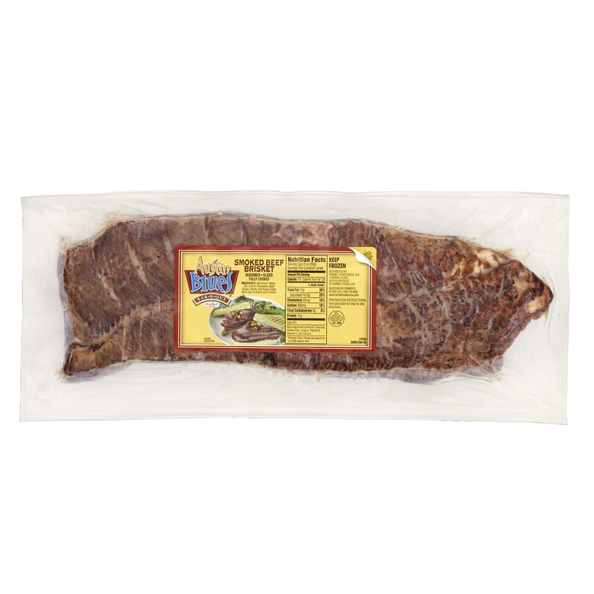 AUSTIN BLUES® BBQ Beef Brisket, Split, Sliced, with label, 4-1/2 pc ...
