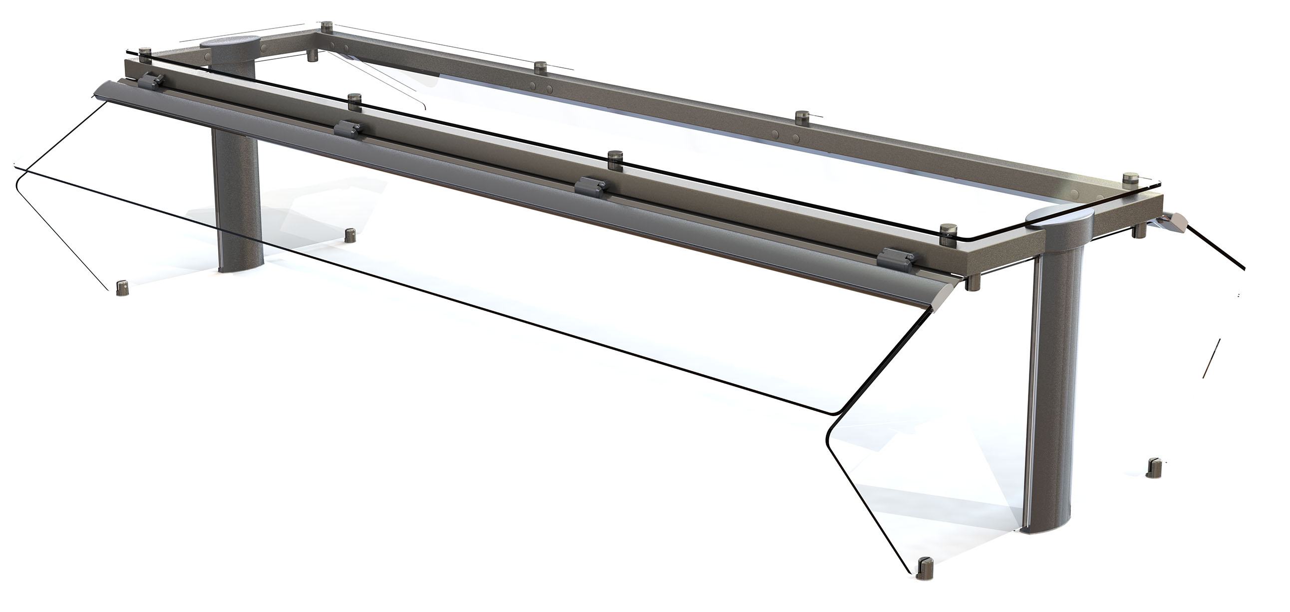 47-inch-wide Single-Sided Low Profile Hinged Glass Buffet Breath Guards ...