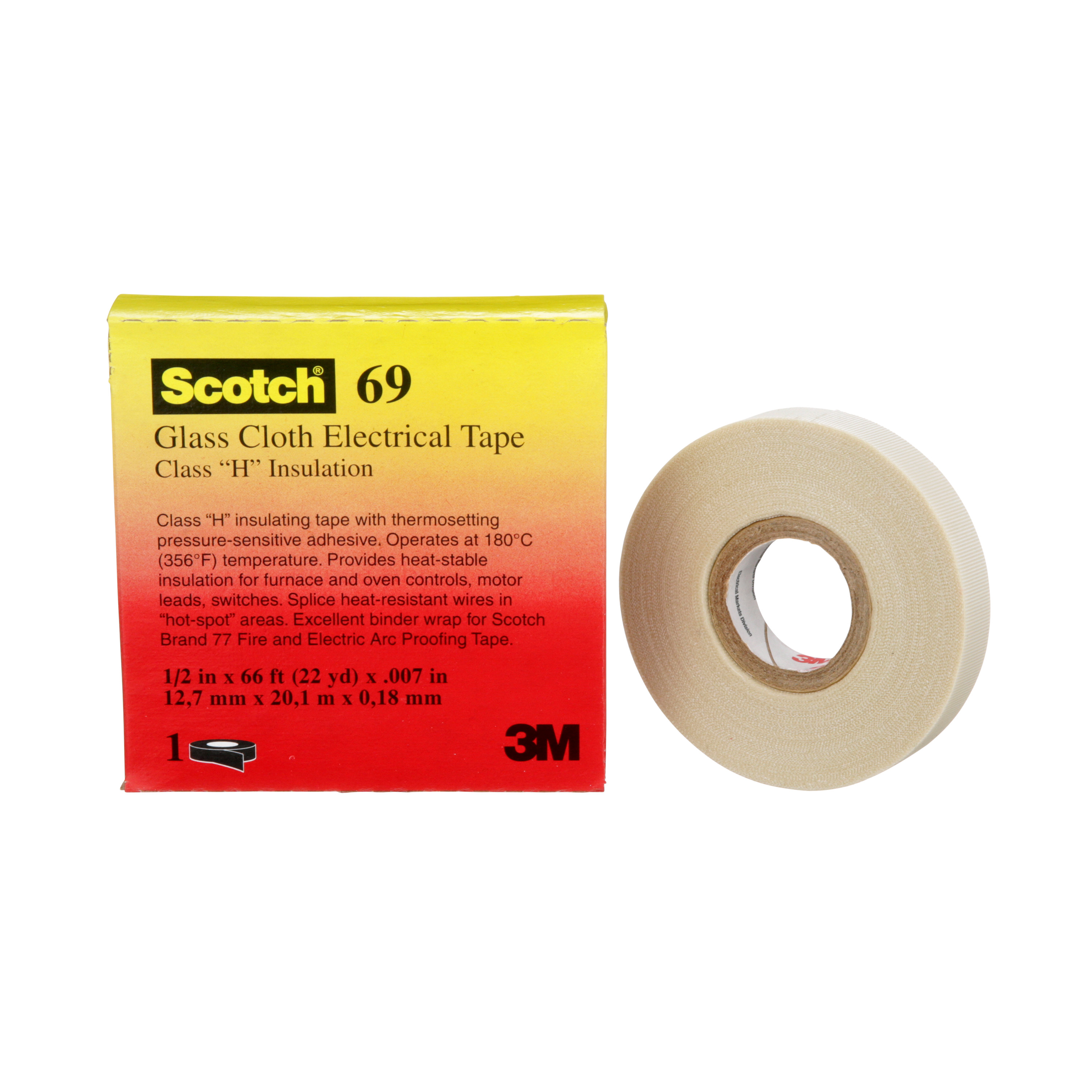SKU 7000145501 | 3M™ Glass Cloth Electrical Tape 69 | 1/2 in x 66 ft