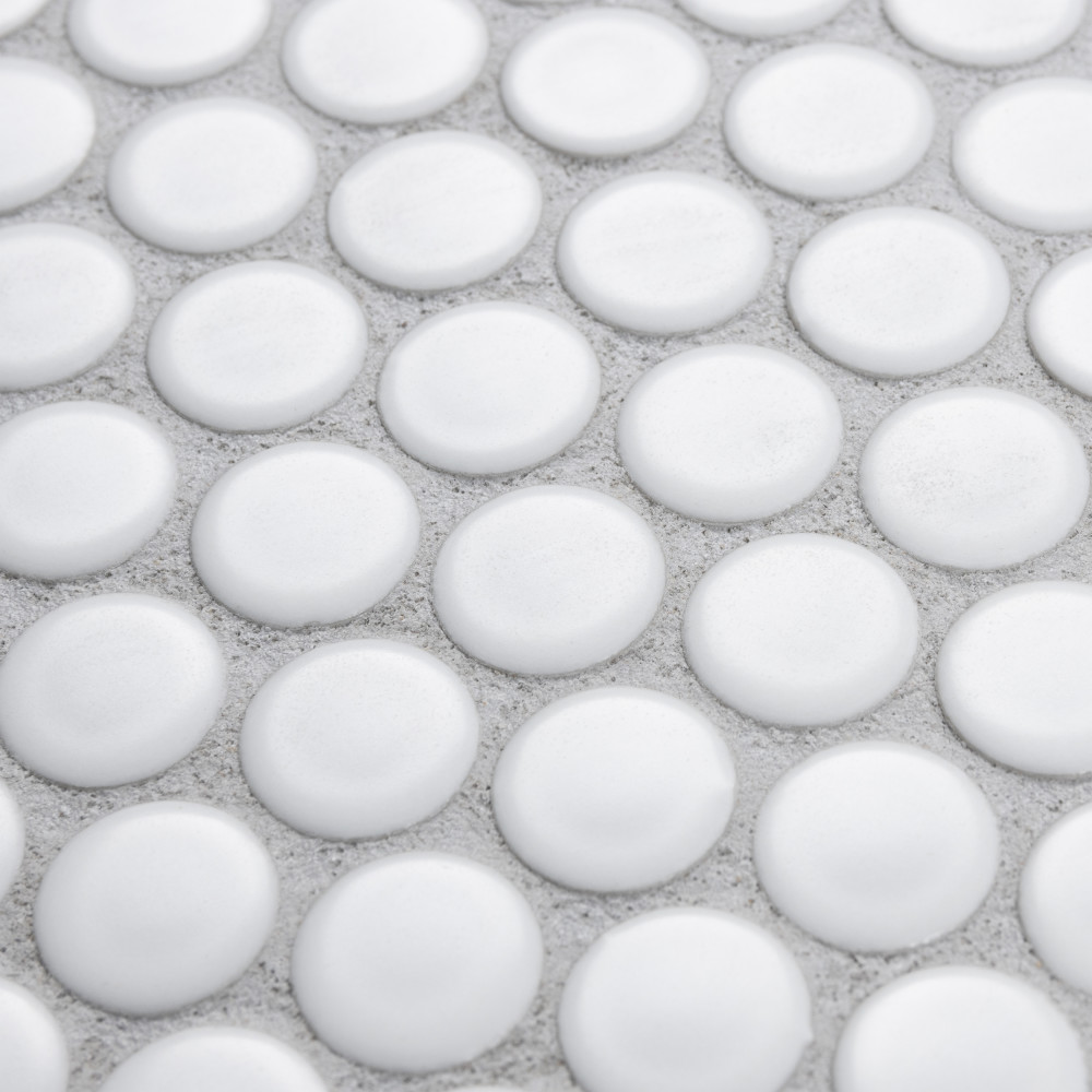 Metro Penny Matte White 9-3/4 in. x 11-1/2 in. Porcelain Mosaic Tile ...