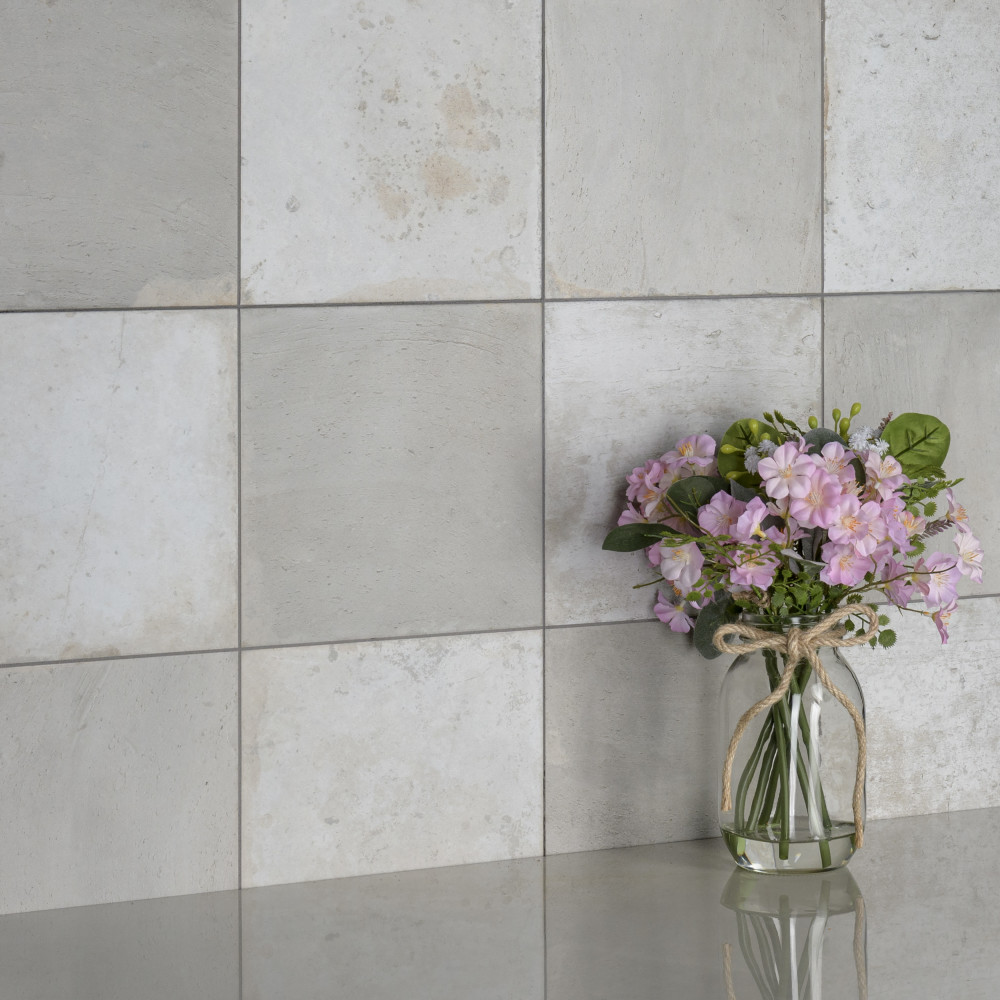 Kings Clay Checker Silver 17-5/8 in. x 17-5/8 in. Ceramic Floor and ...