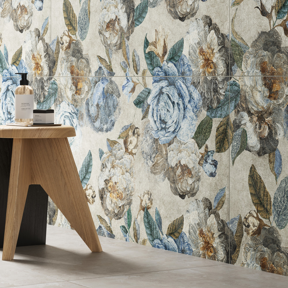 Parete Fiori Grey 23-1/2 in. x 47 in. Porcelain Floor and Wall Tile ...