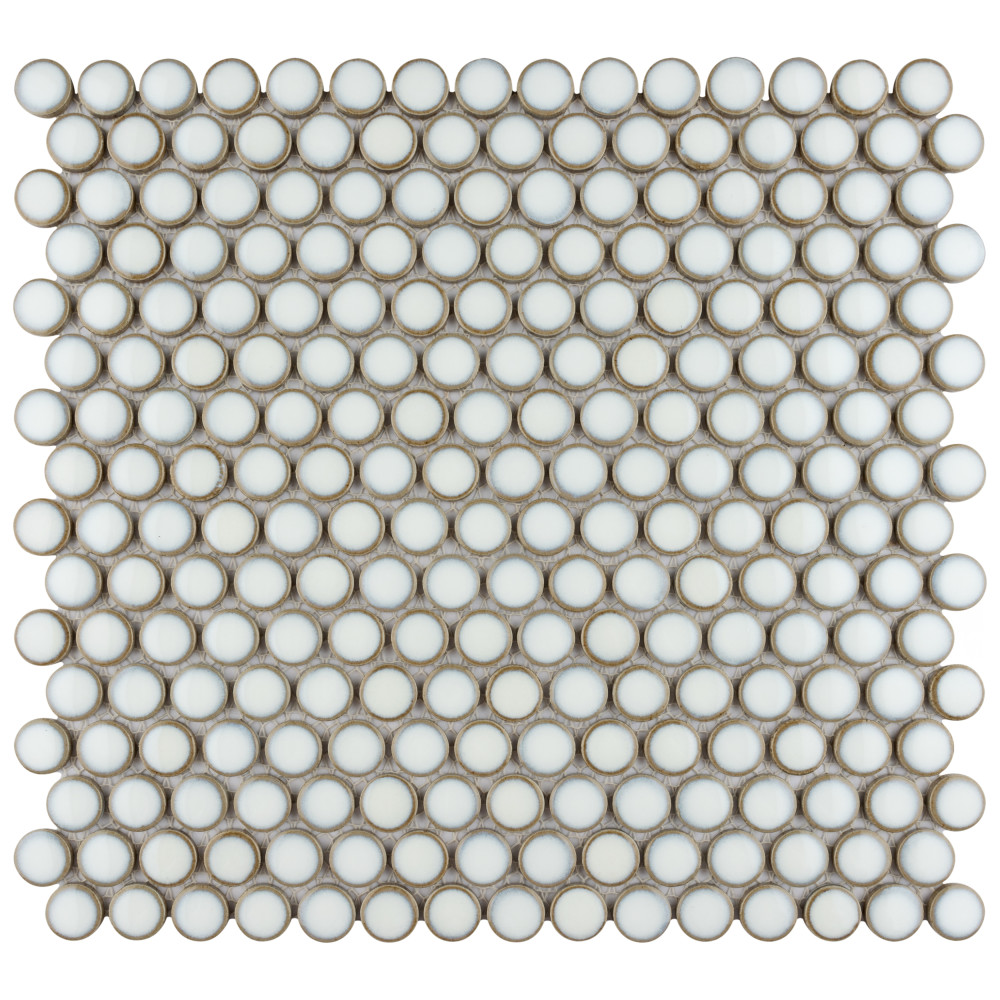 Hudson Penny Round Snowcap White 11-7/8 in. x 12-5/8 in. Porcelain ...