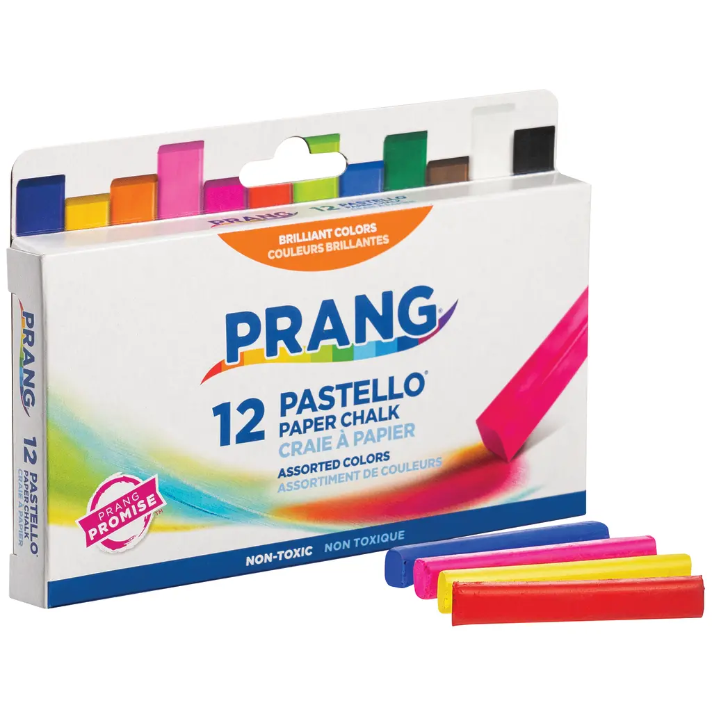 Prang Pastello Paper Chalk, Square, Assorted Colors, 12 Count - Prang