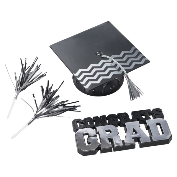 Silver Congrats Grad And Cap Decoset | DecoPac