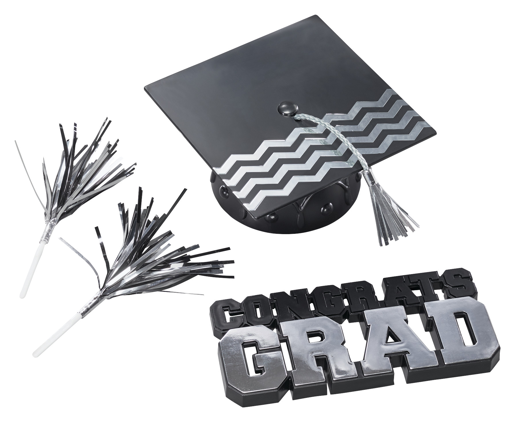Silver Congrats Grad And Cap Decoset | DecoPac