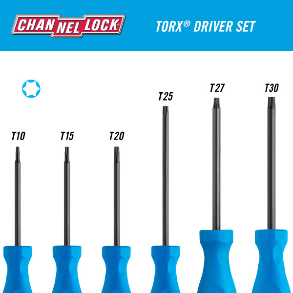 TS-6H 6pc Standard TORX Screwdriver Set - Channellock, Inc.
