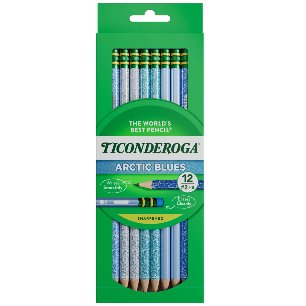 Ticonderoga Wood-Cased Pencils, Pre-Sharpened, #2 HB Soft, Arctic Blues ...