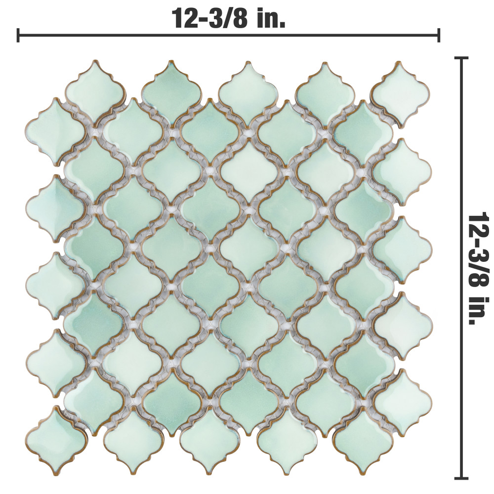 Hudson Tangier Mint Green 12-3/8 in. x 12-3/8 in. Porcelain Mosaic Tile ...