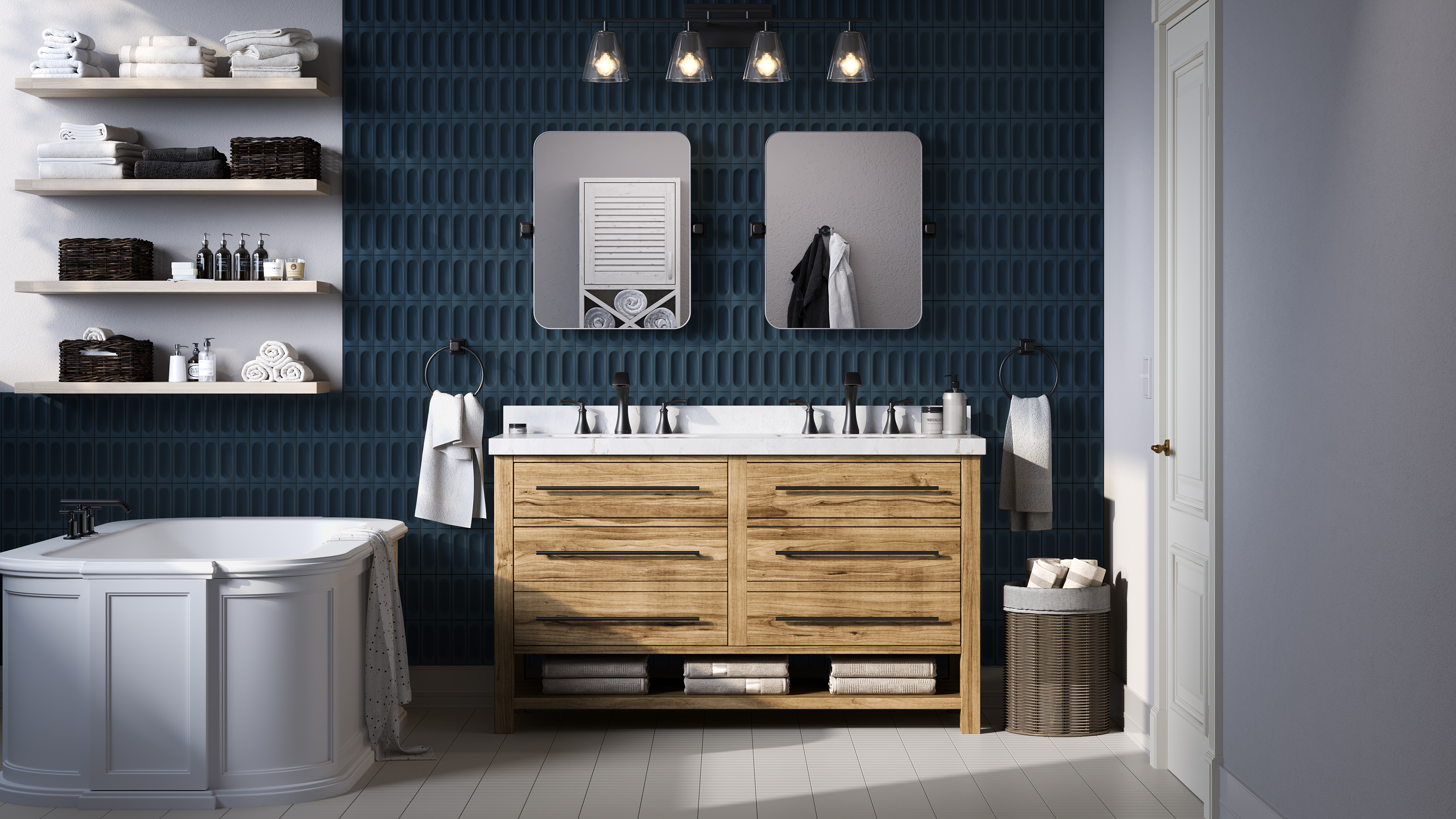 Santorini Steel Blue 2x6 Field Tile Semi-Matte - Virginia Tile Company