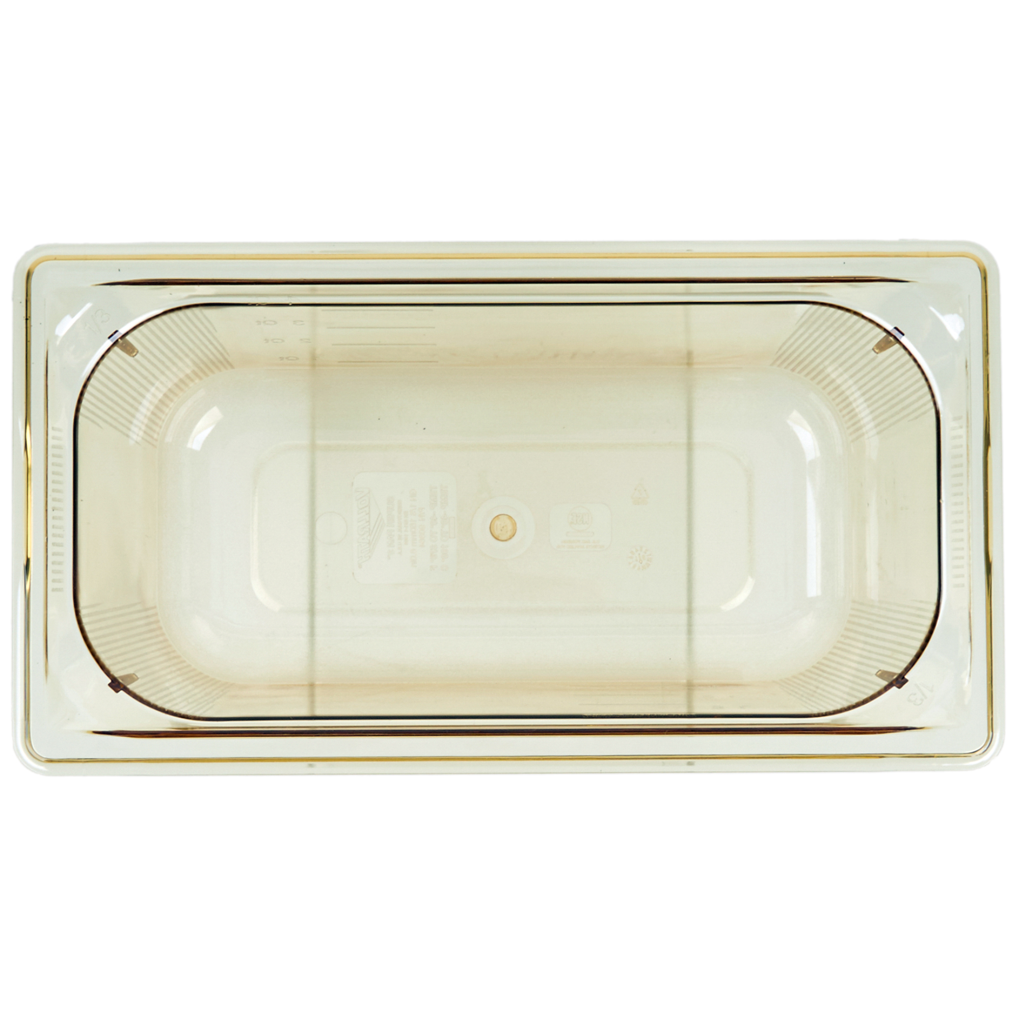 Third-size 6-inch-deep Super Pan® high-temperature plastic pan in amber
