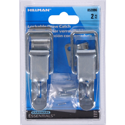 Hardware Essentials Narrow Lockable Draw Catch Zinc 2 Pack