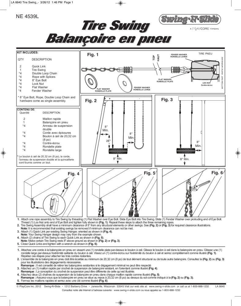 Swing-N-Slide Plastic Classic Tire Swing with Ropes - Walmart.com ...