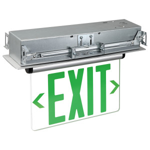 Mule Lighting PVT-U-B-G-SR-WH Universal Edge-Lit Exit, Battery, Single ...