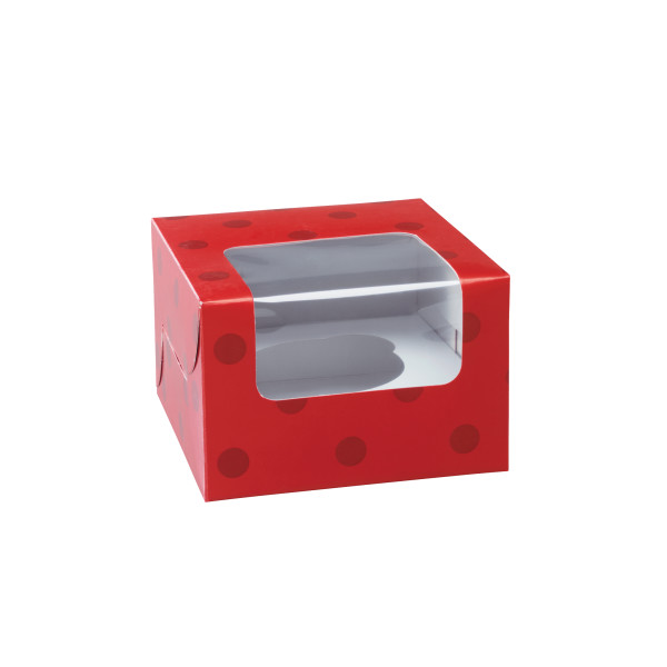 Red With Dots Single Cupcake Box | DecoPac