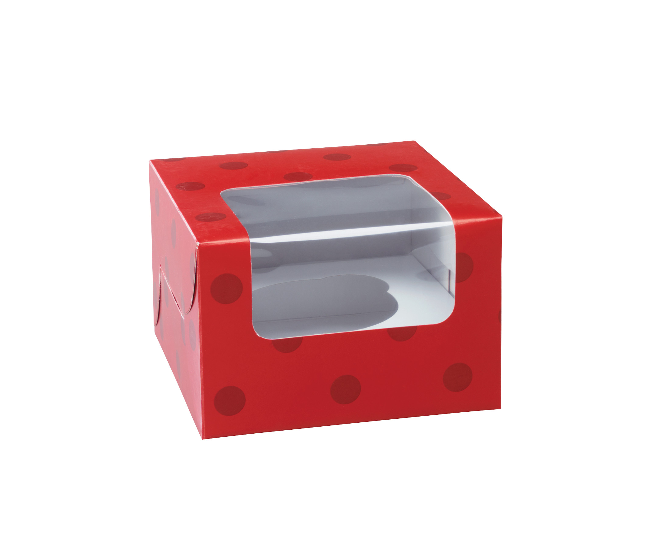 Red With Dots Single Cupcake Box | DecoPac