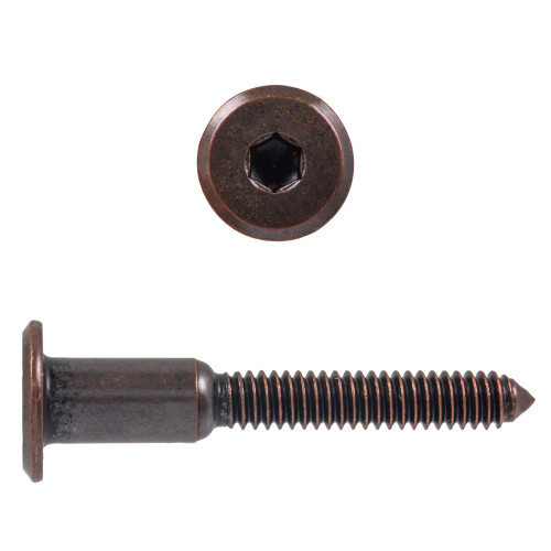 1/4"-20 x 2" Connector Bolts Shoulder Type Steel Antique Bronze 25 pcs