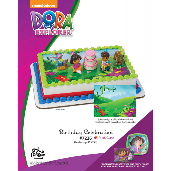 Dora The Explorer Birthday Celebration Decoset Background Sheet Cake ...