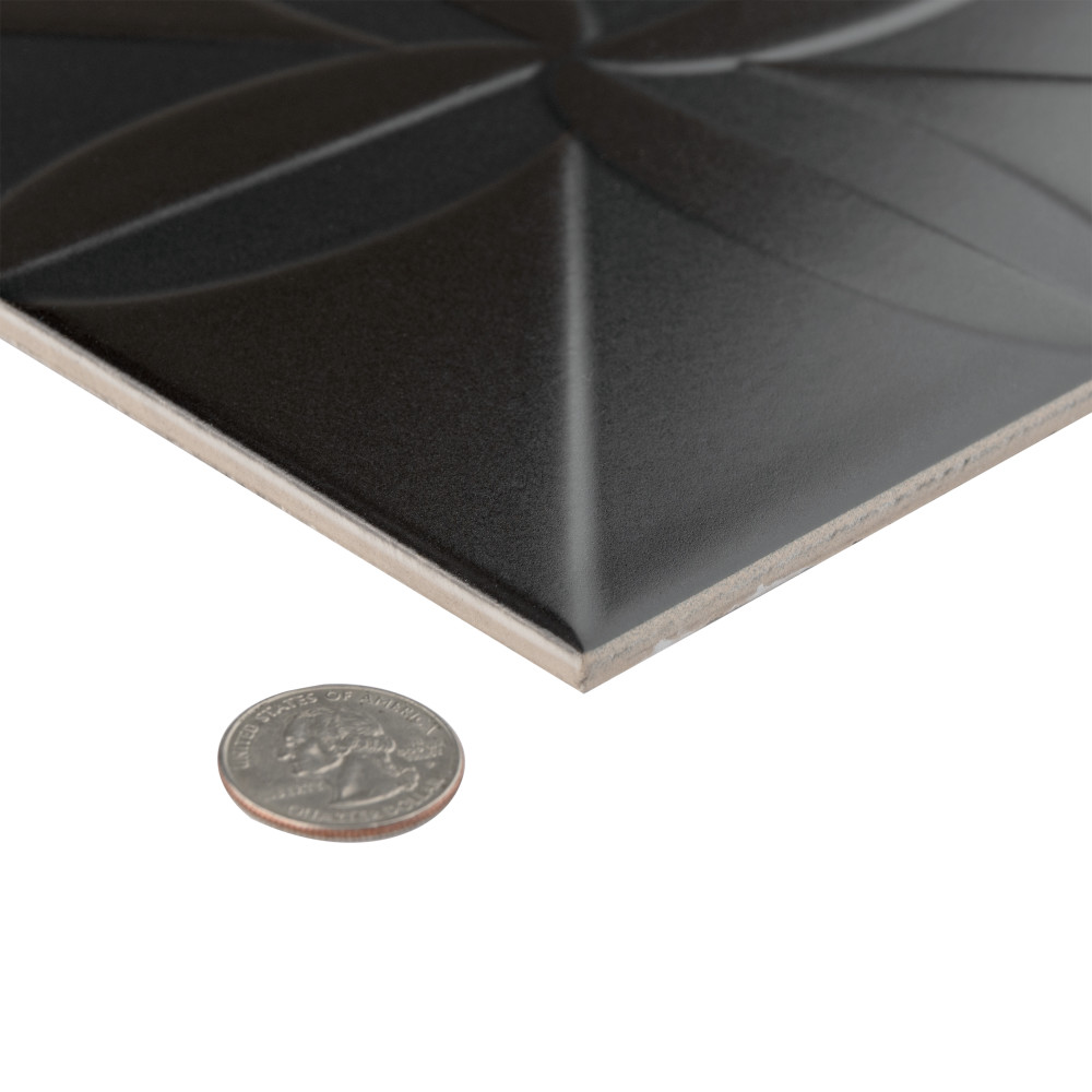 Triplex Real Black 7-3/4 in. x 7-3/4 in. Ceramic Wall Tile | Merola Tile