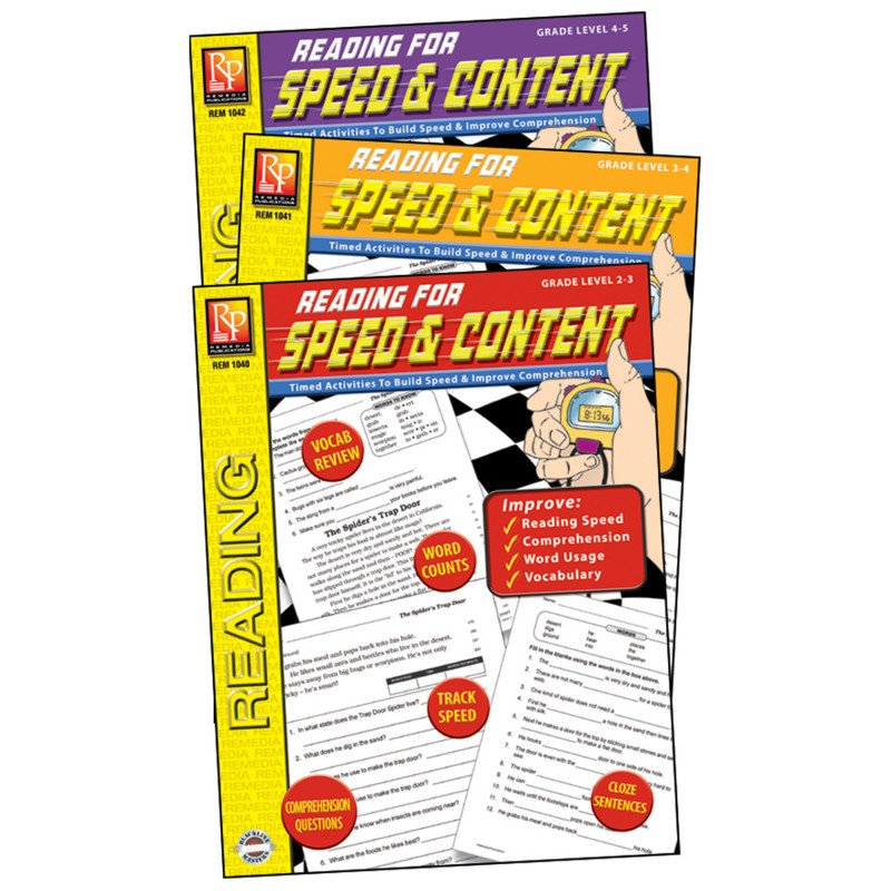 Remedia Publications Reading for Speed & Content 3-Book Set - Zuma